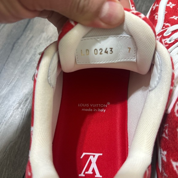 Louis Vuitton | Shoes | Louis Vuitton Trainer Monogram Red Textile ...